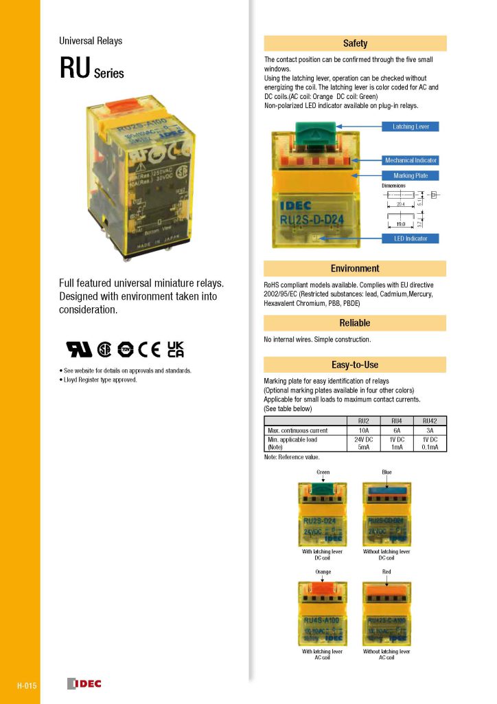 Catalog Rơ le RU IDEC Relay | Giải pháp tự động hóa công nghiệp